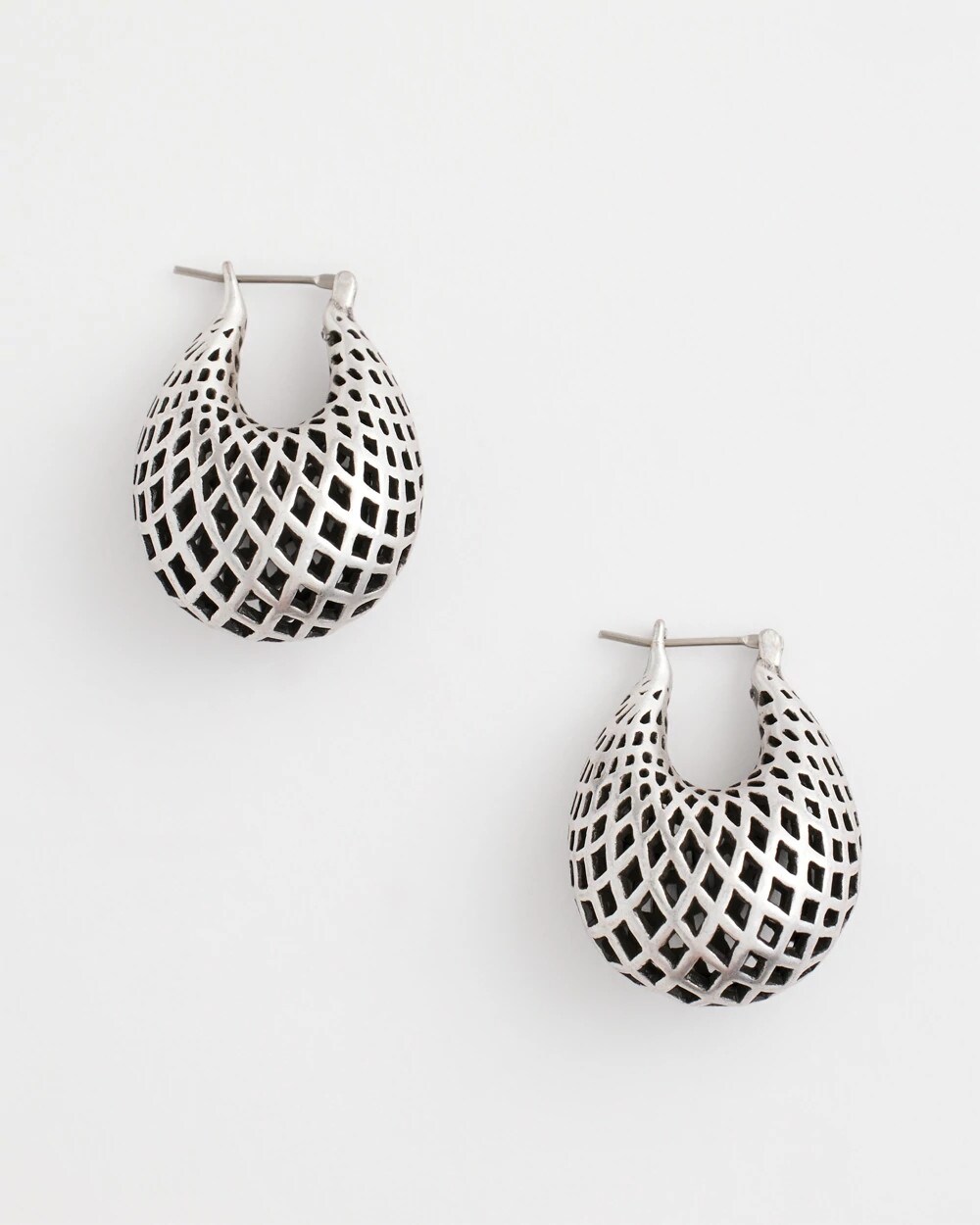 Silver Lattice Puff Hoop Earrings | Chico's