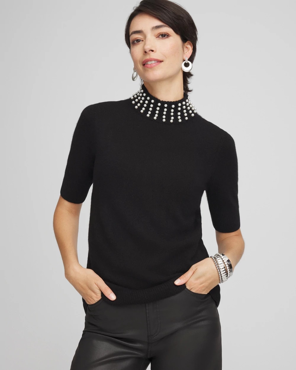 Cashmere Pearl Mock Neck Sweater | Chico's