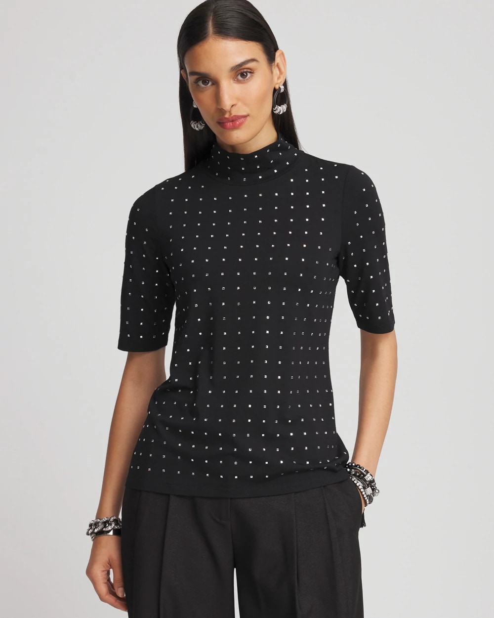 Touch of Cool™ Studded Mock-Neck Tee | Chico's