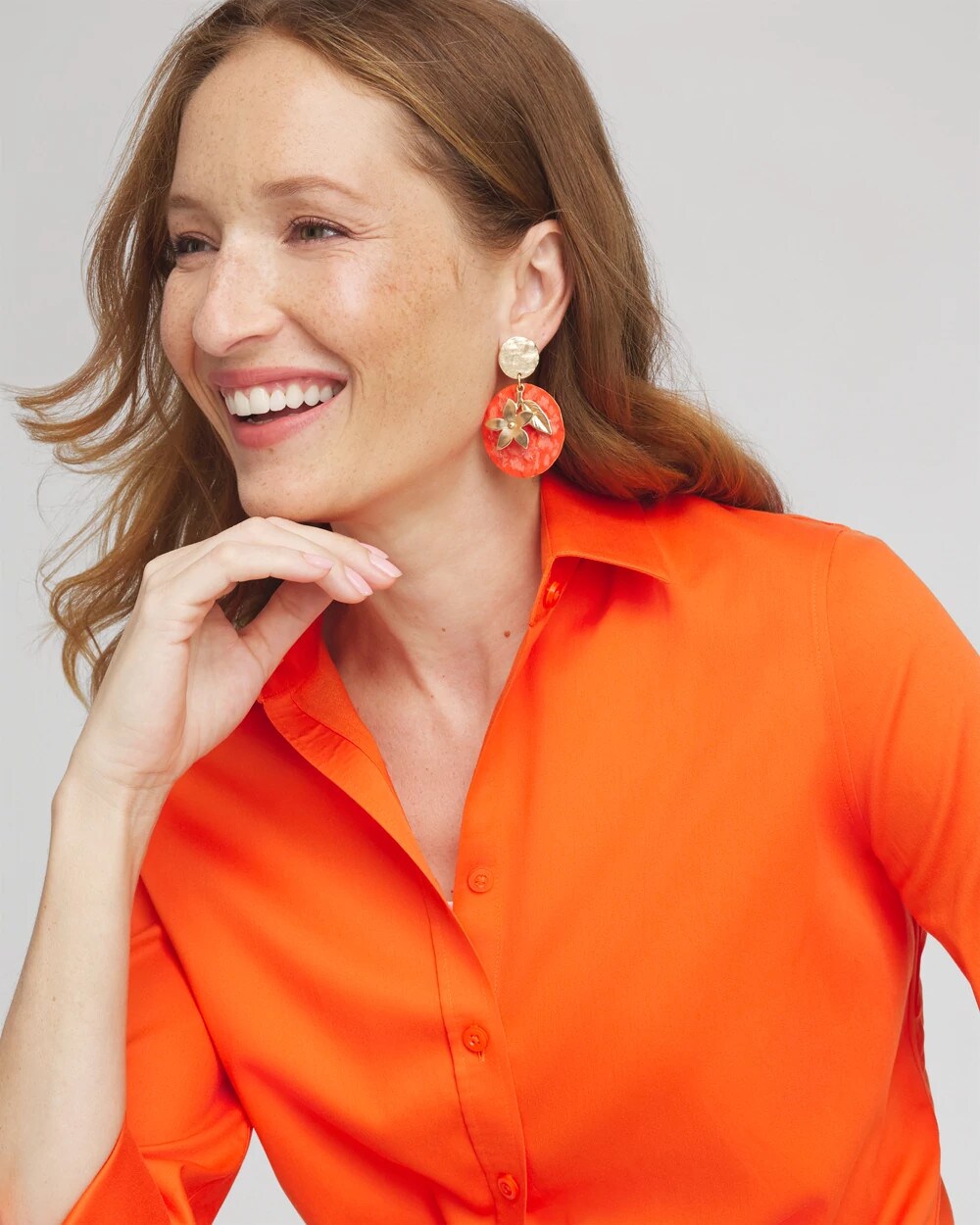 No Droop™ Orange Leaf Drop Earrings | Chico's