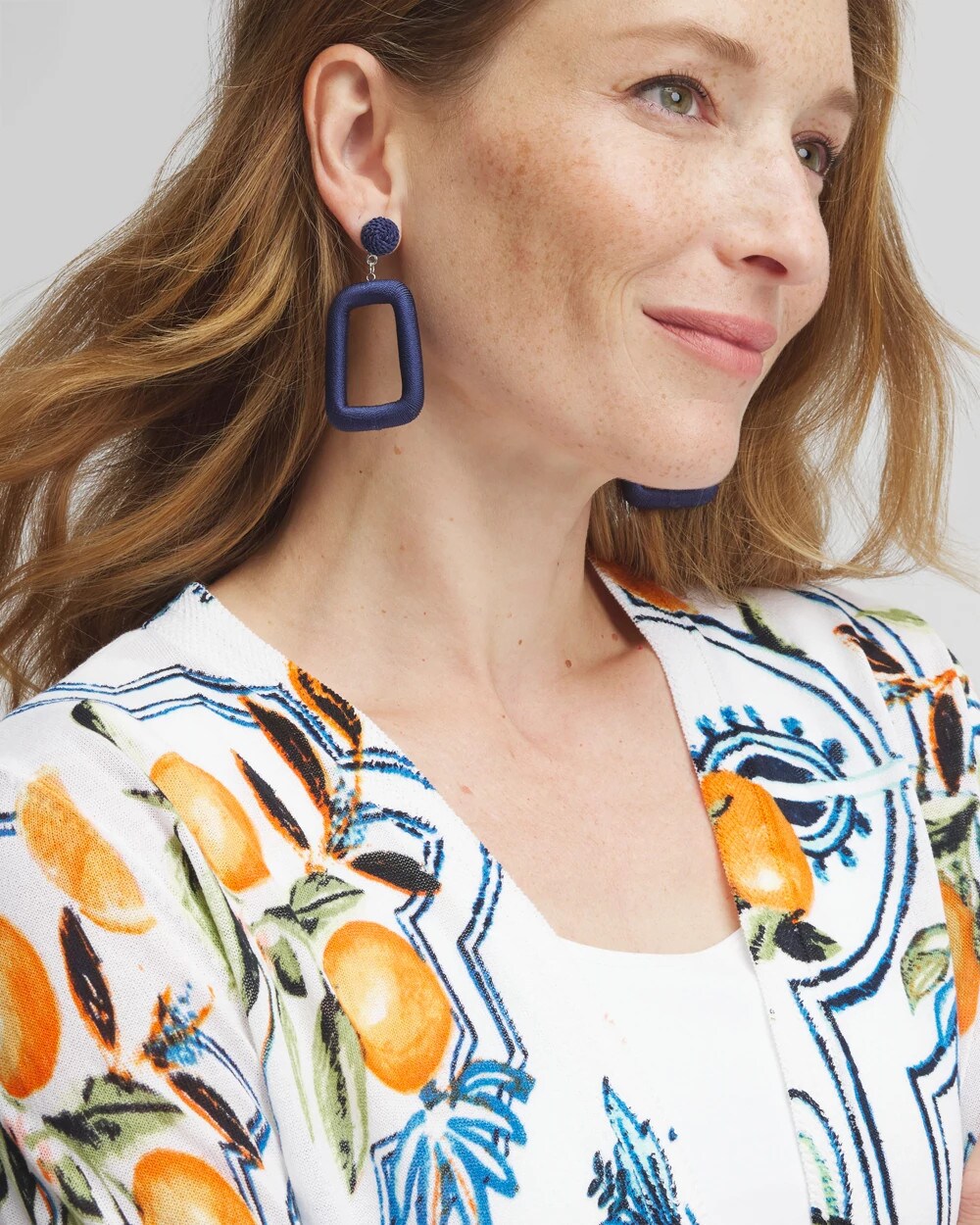 No Droop™ Navy Square Hoops | Chico's