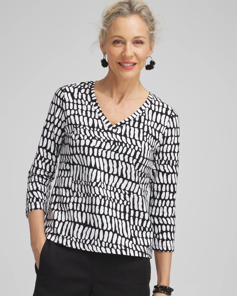 Abstract Print 3/4 Sleeve Perfect Tee | Chico's