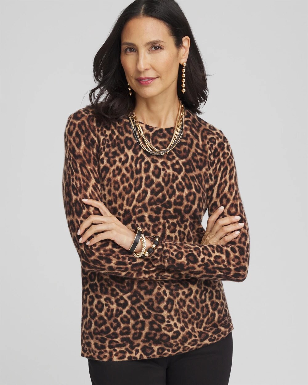Leopard Cashmere Crewneck Sweater | Chico's