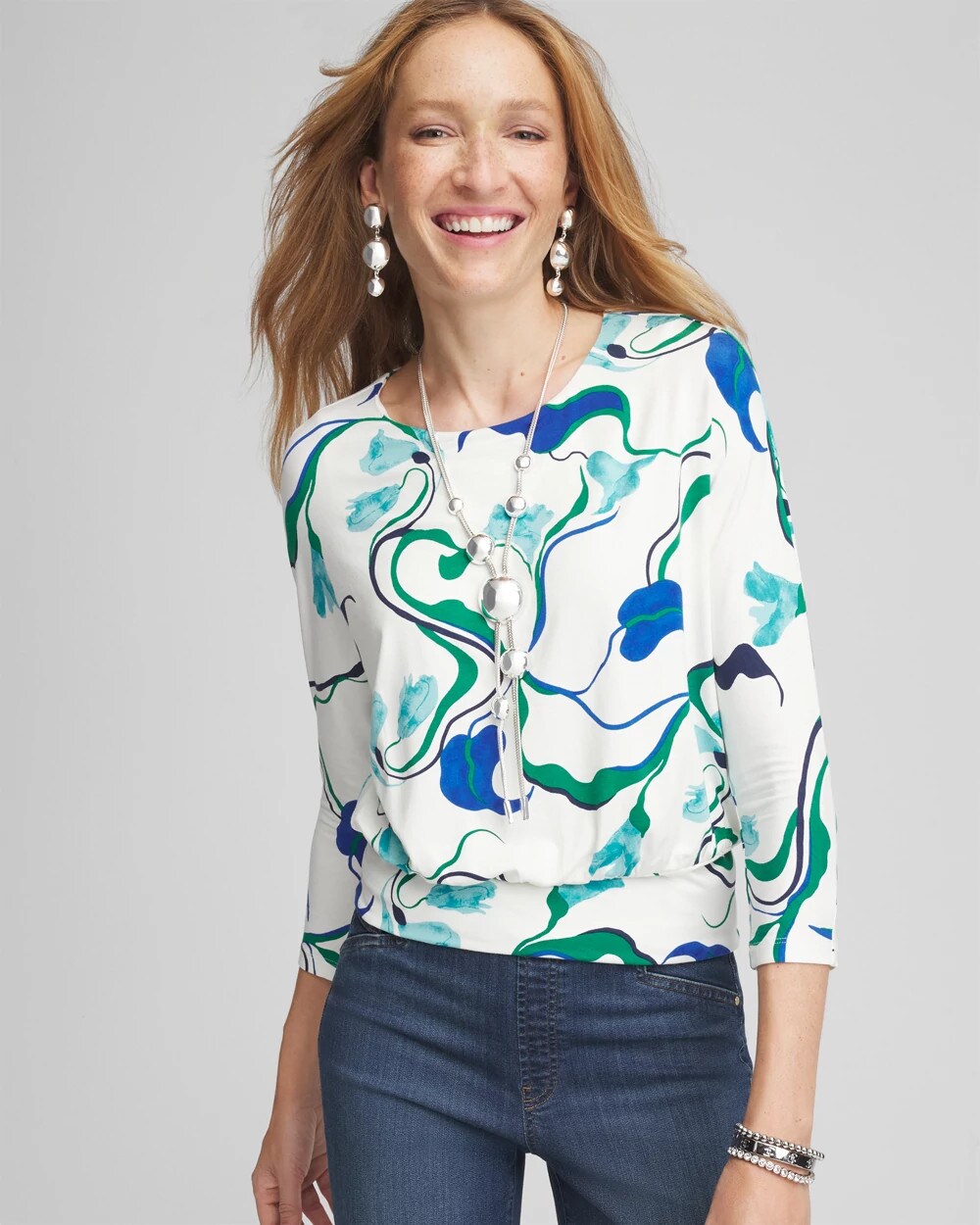 Touch of Cool™ Floral Banded-Hem Top | Chico's