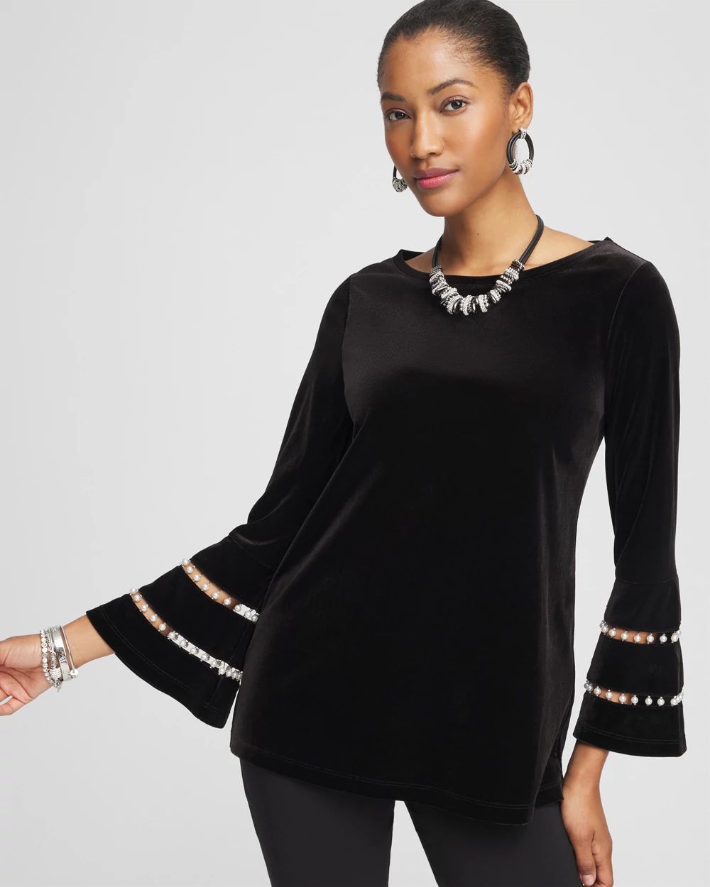 Velvet Faux Pearl Embellished Tunic | Chico's