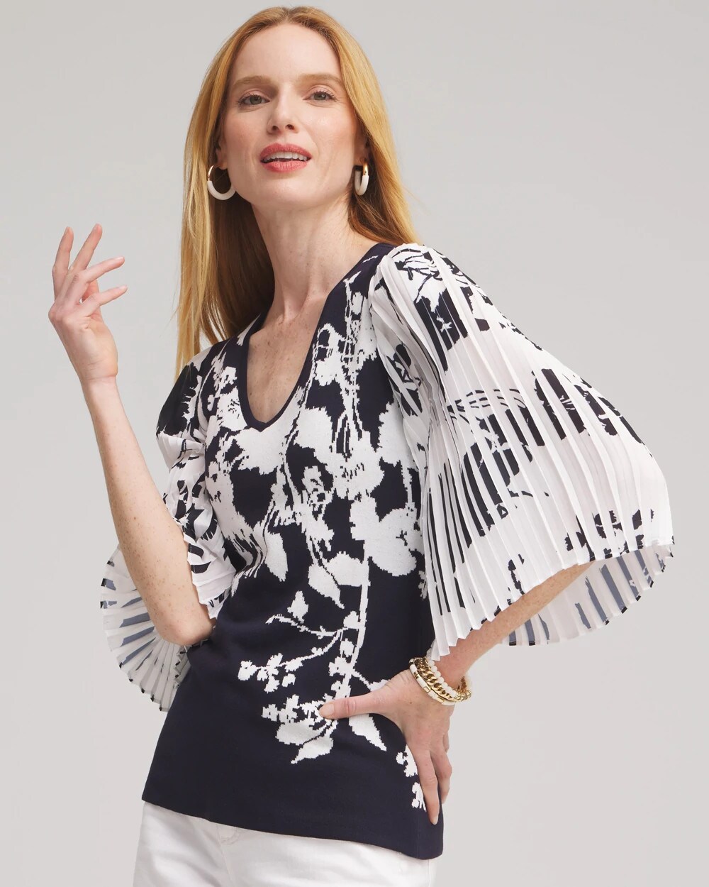 Knit Woven Floral Pullover | Chico's