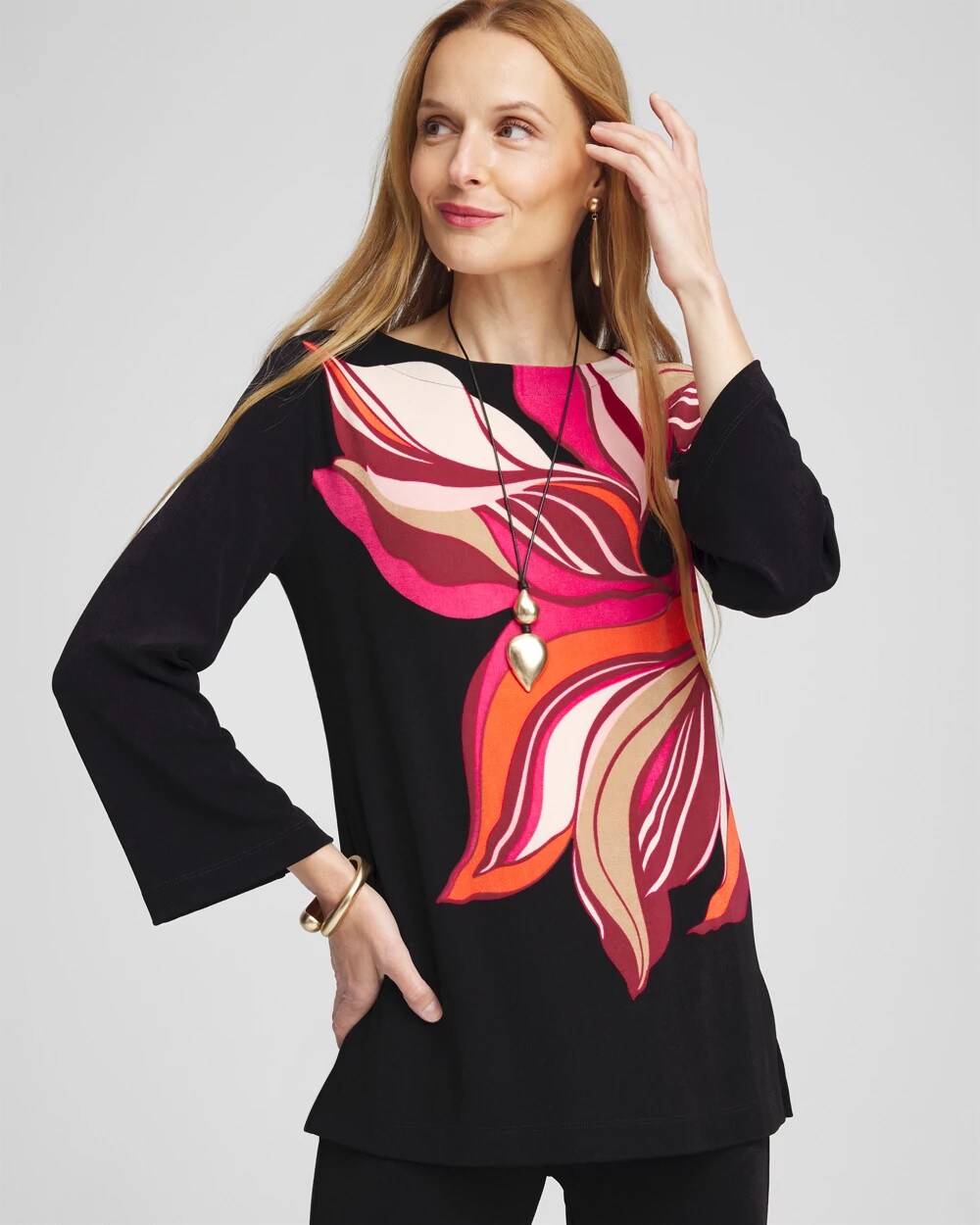 Travelers™ Floral Boat Neck Tunic | Chico's
