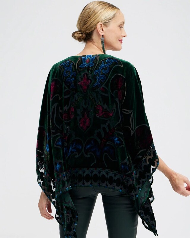 Silk Blend Velvet Burnout Poncho | Chico's