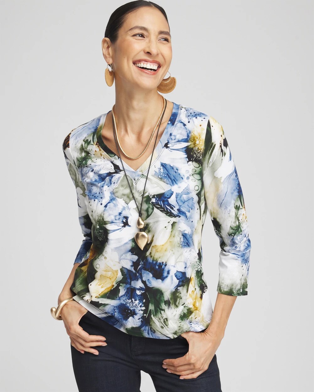 Floral 3/4 Sleeve Perfect Tee | Chico's