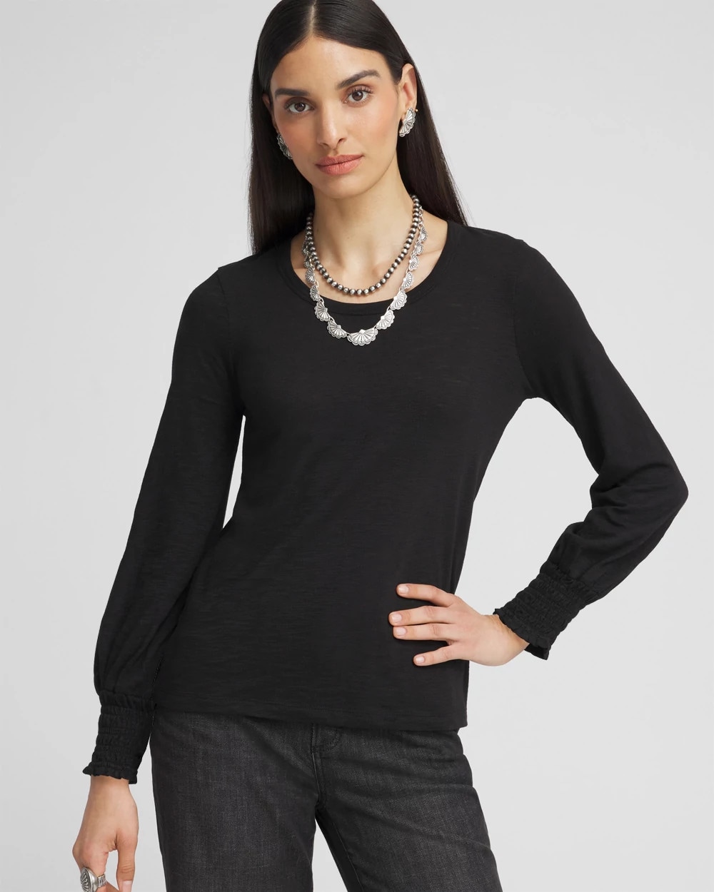 Smocked Long Sleeve Tee | Chico's