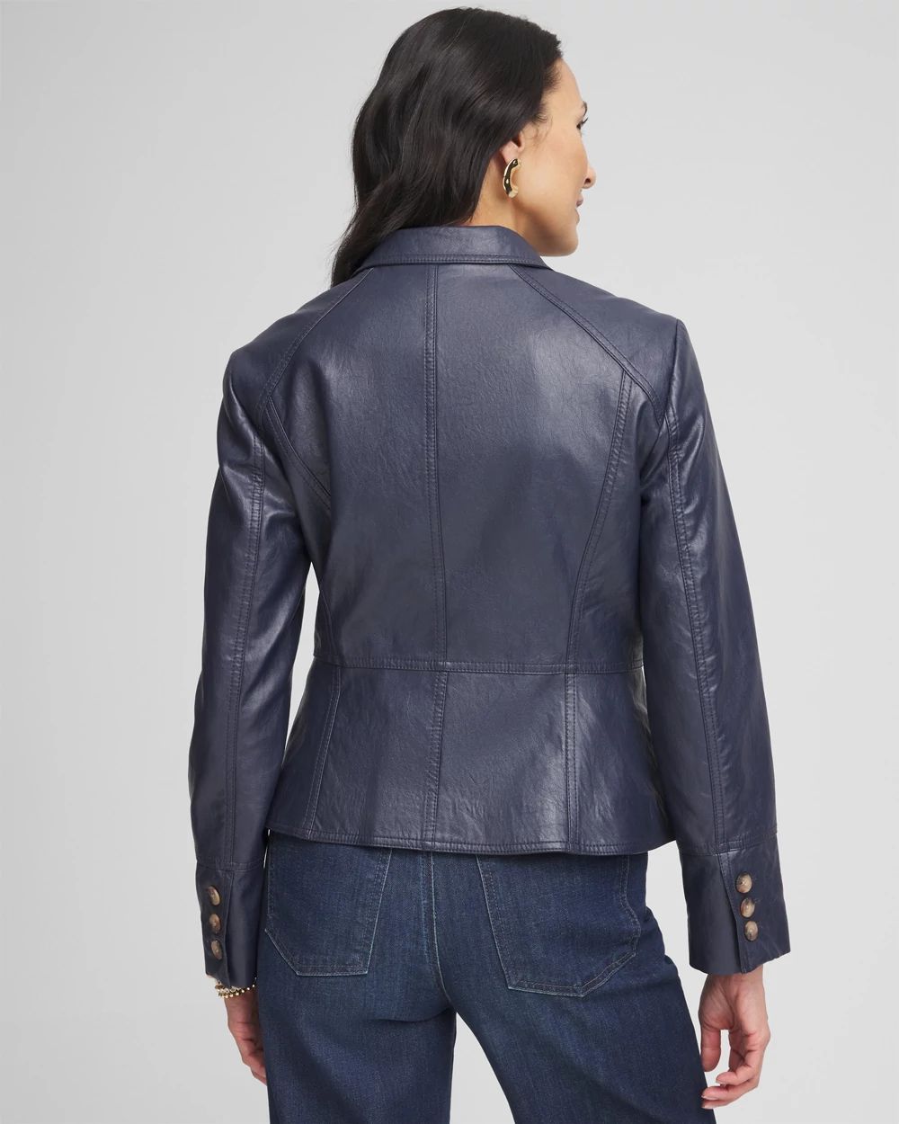 Crinkle Faux Leather Peplum Jacket | Chico's