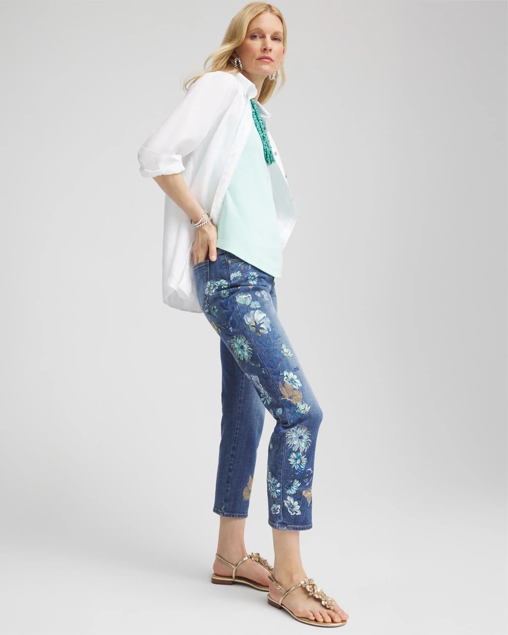 Girlfriend Butterfly Printed Cropped Jeans | Chico's