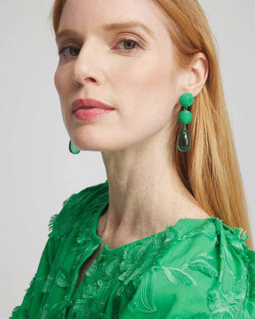 No Droop™ Green Raffia Drop Earrings | Chico's