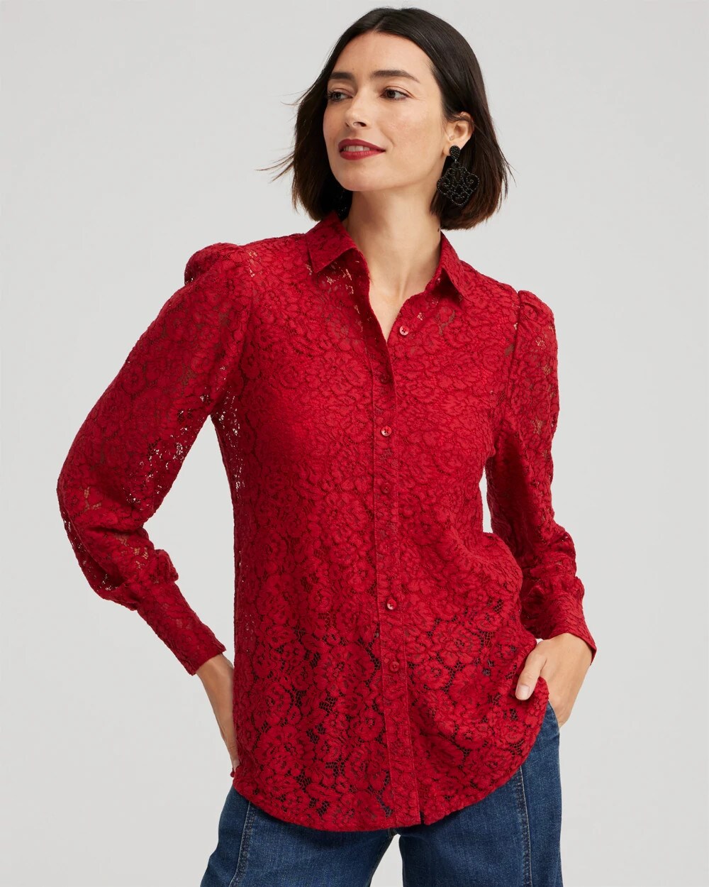 Red Lace Shirt | Chico's