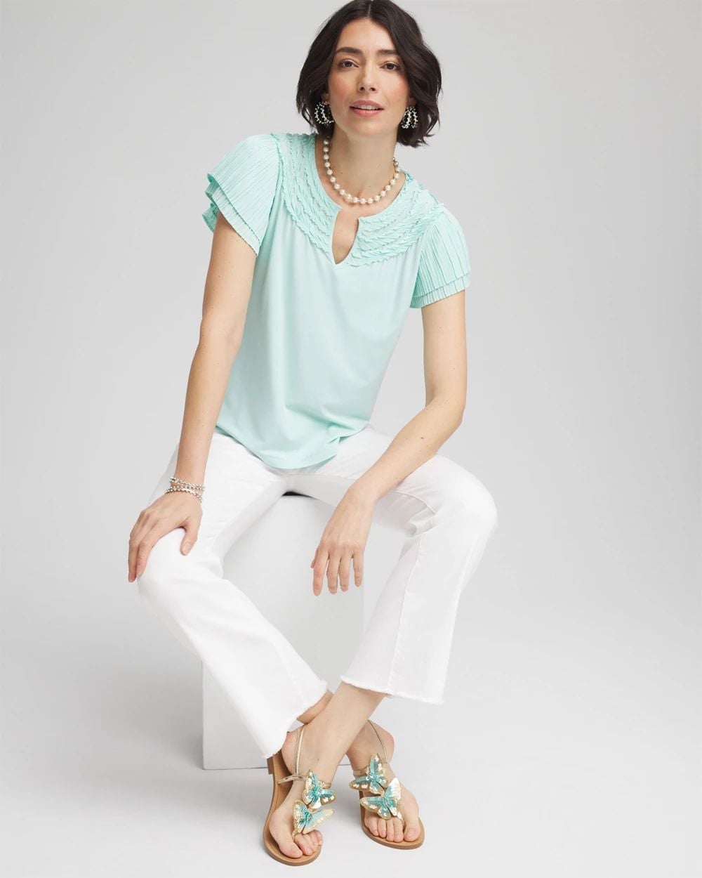Touch of Cool™ Layered Pleated Flutter Tee | Chico's