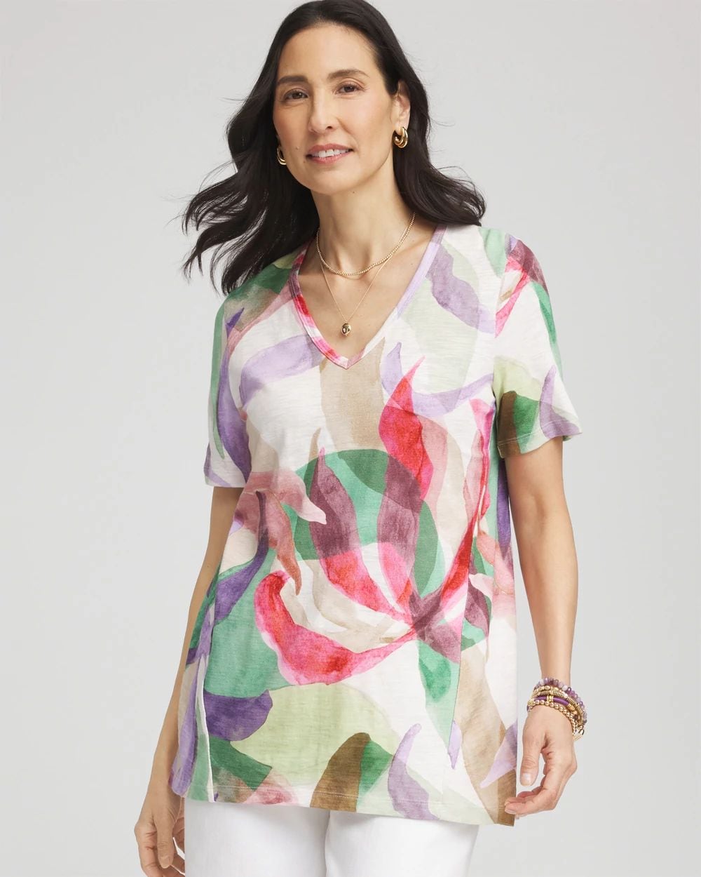 Floral Short Sleeve Forward-Seam Tee | Chico's