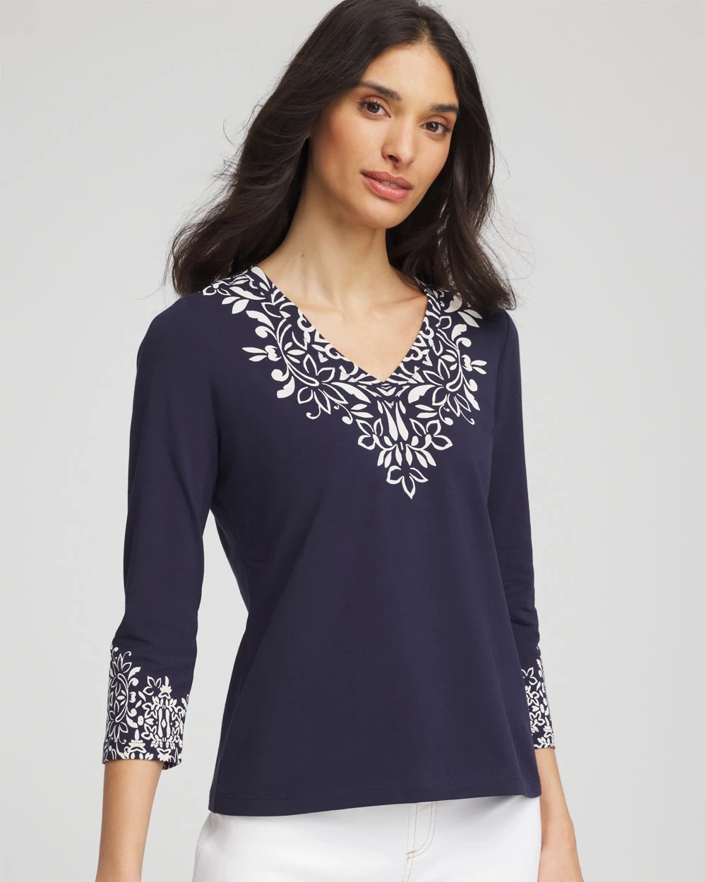 Chic Scroll 3/4 Sleeve Perfect Tee | Chico's