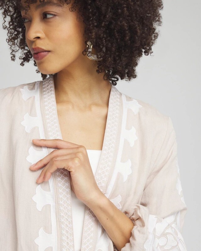 Embroidered Linen Blend Topper | Chico's