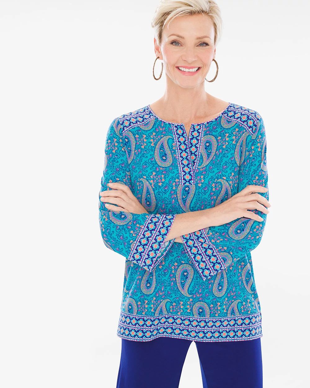 Split-Neck Paisley Tunic | Chico's