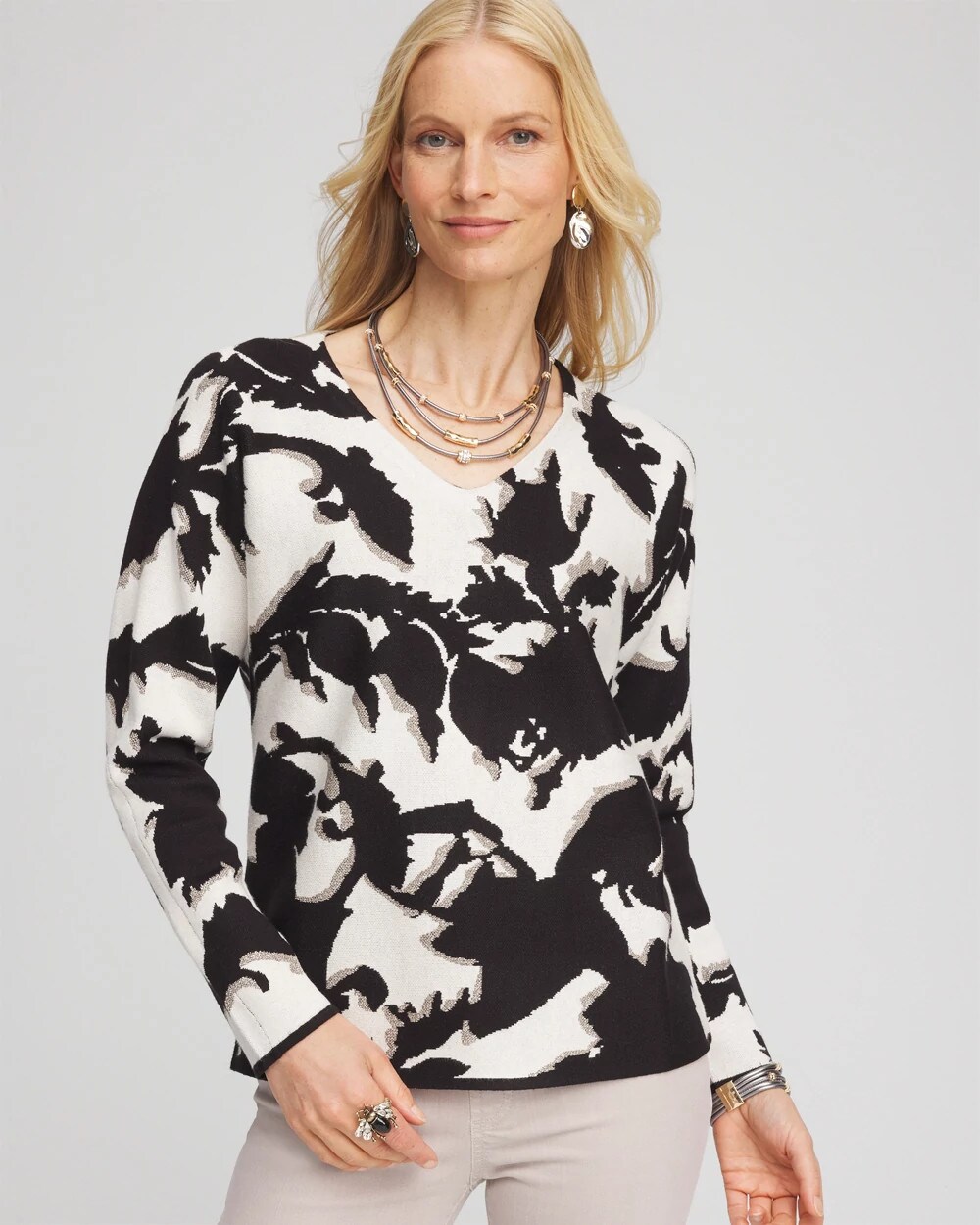Jacquard Paisley Metallic Pullover Sweater | Chico's