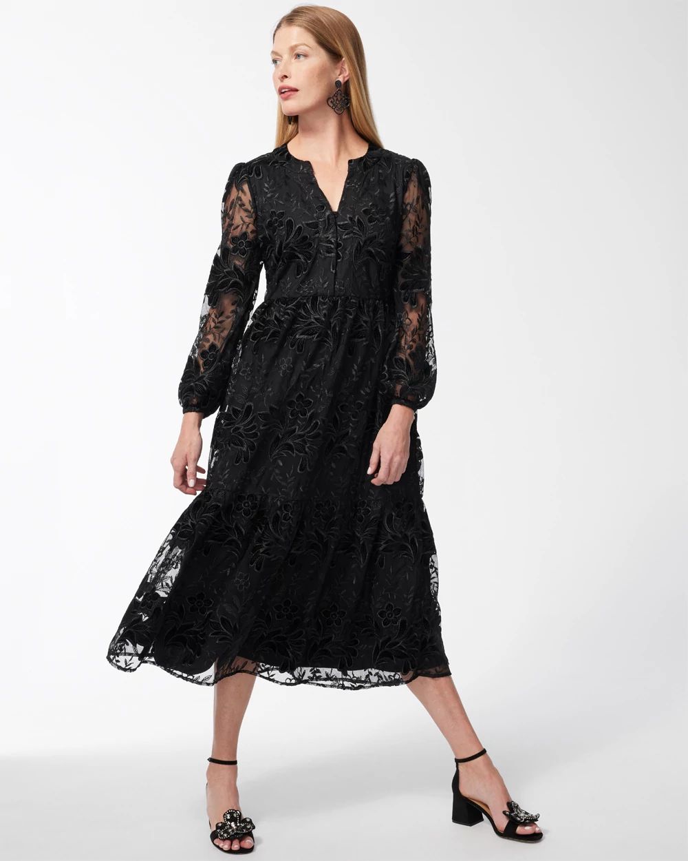 Burnout Floral Lace Midi Dress | Chico's