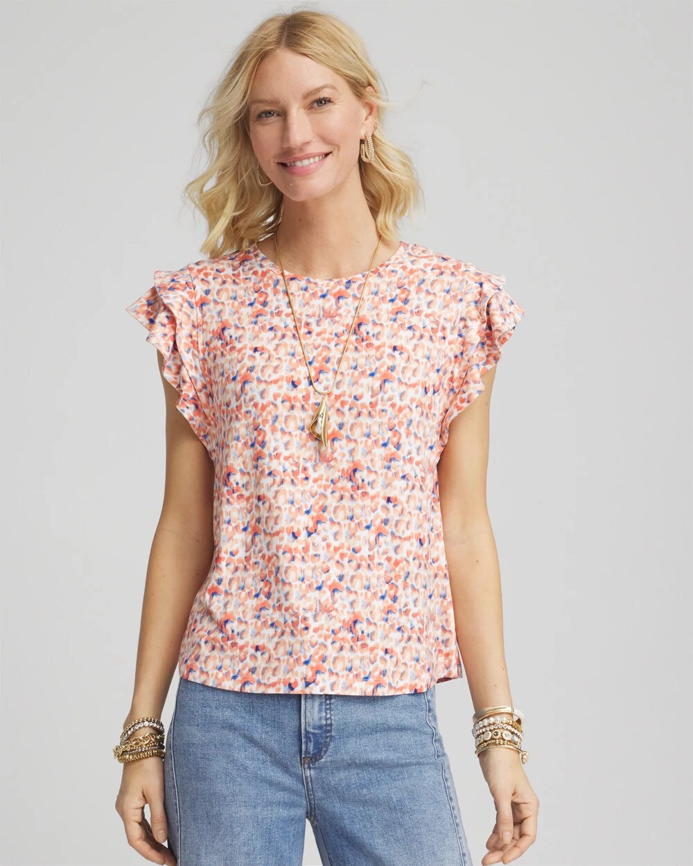 Touch of Cool™ Tiered Flutter Sleeved Tee | Chico's