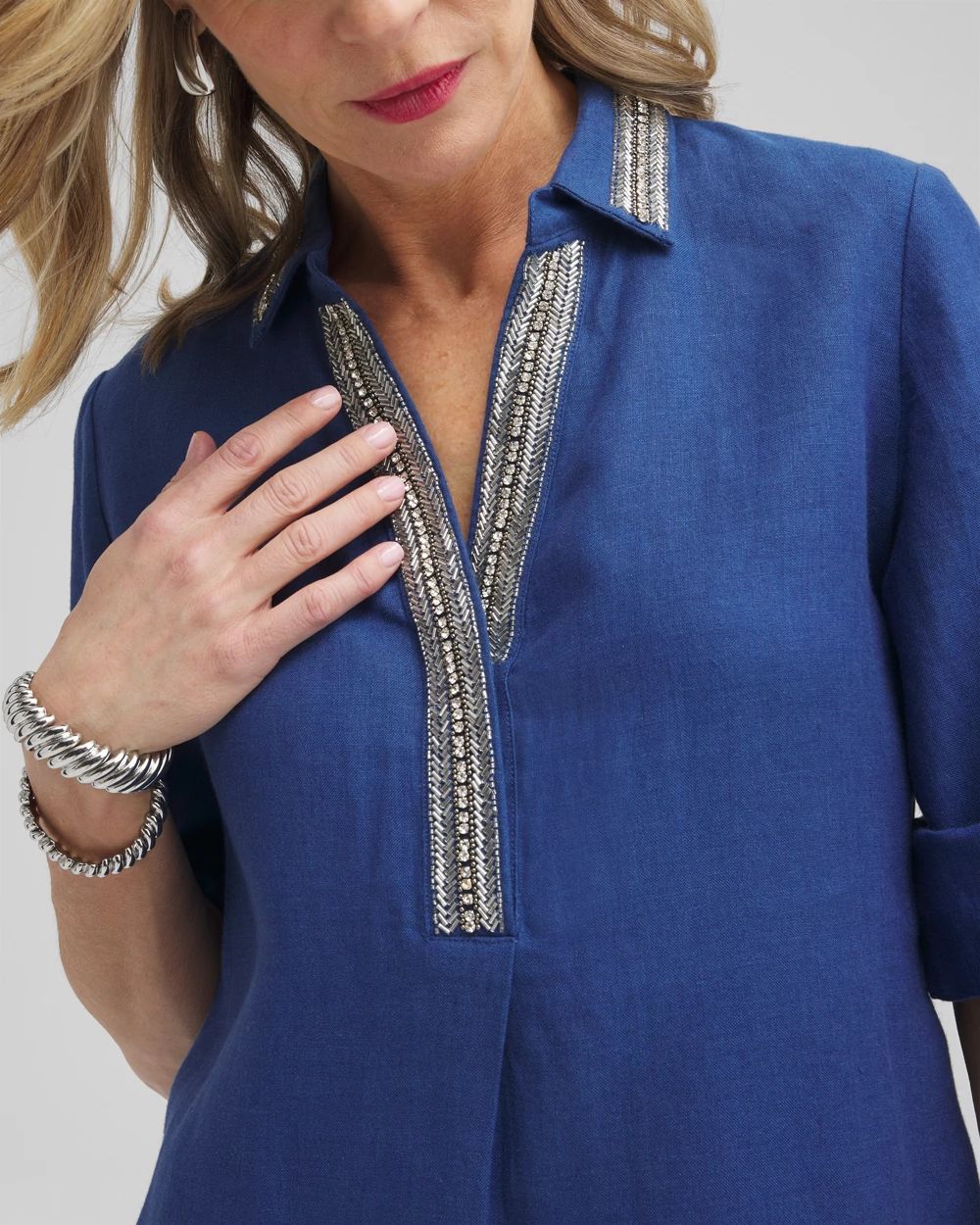 Linen Embellished Shirt Dress | Chico's