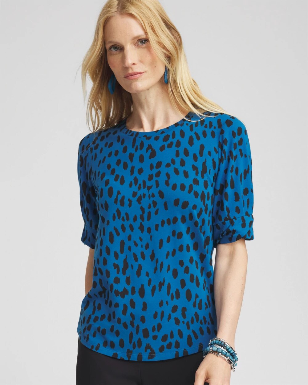 Touch of Cool™ Dots Roll Cuff Tee | Chico's