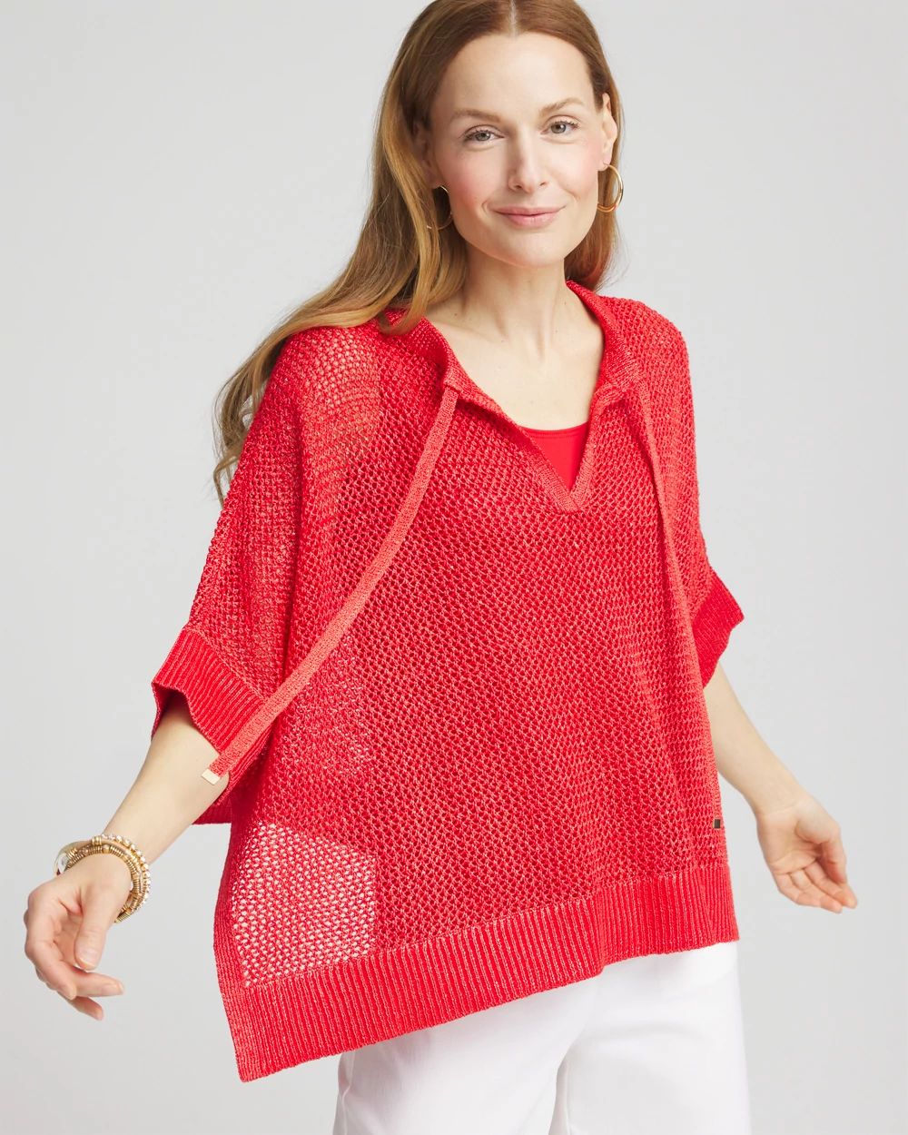 Sequin Open Knit Poncho | Chico's