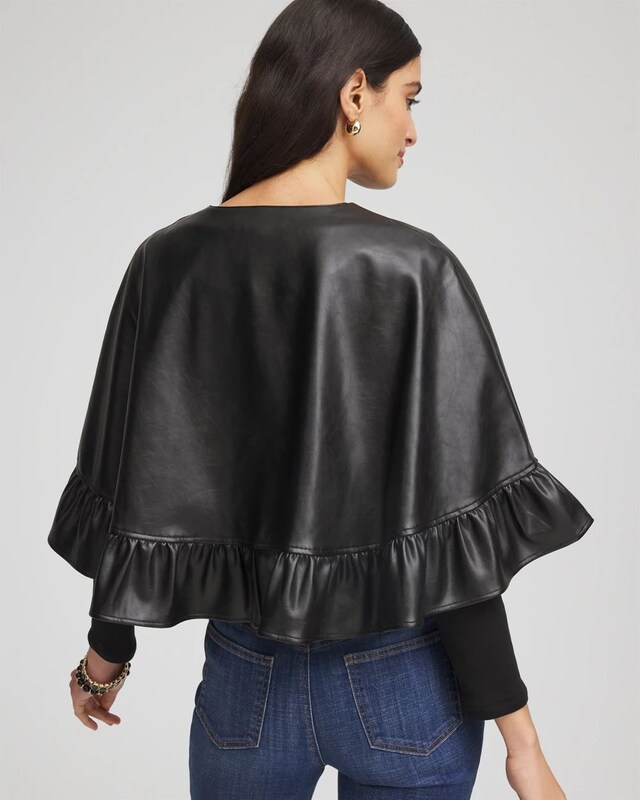 Faux Leather Ruffled Cape | Chico's