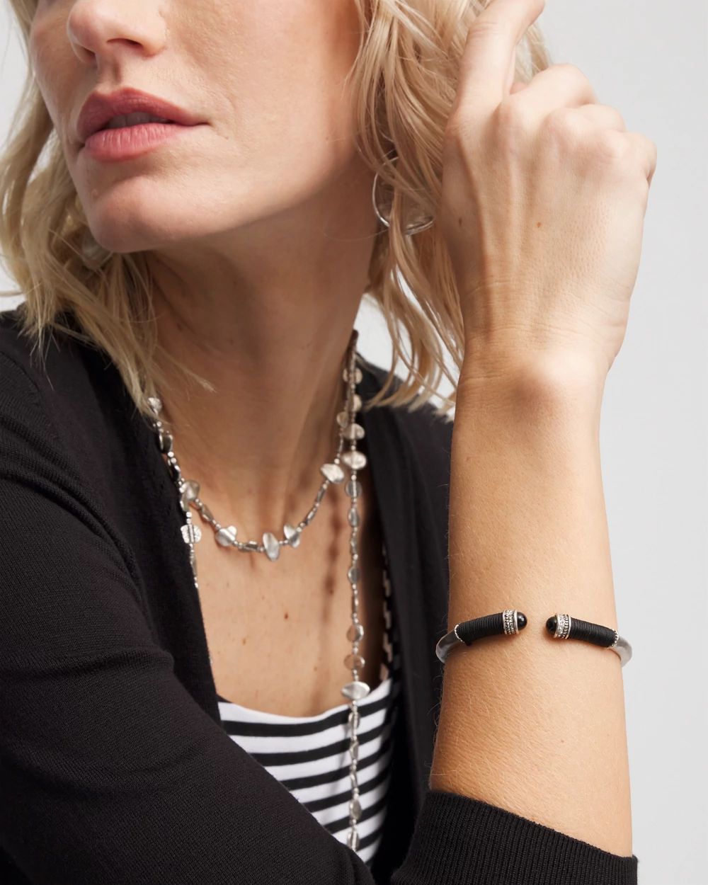 Black & Silver Tone Wrapped Cuff Bracelet | Chico's