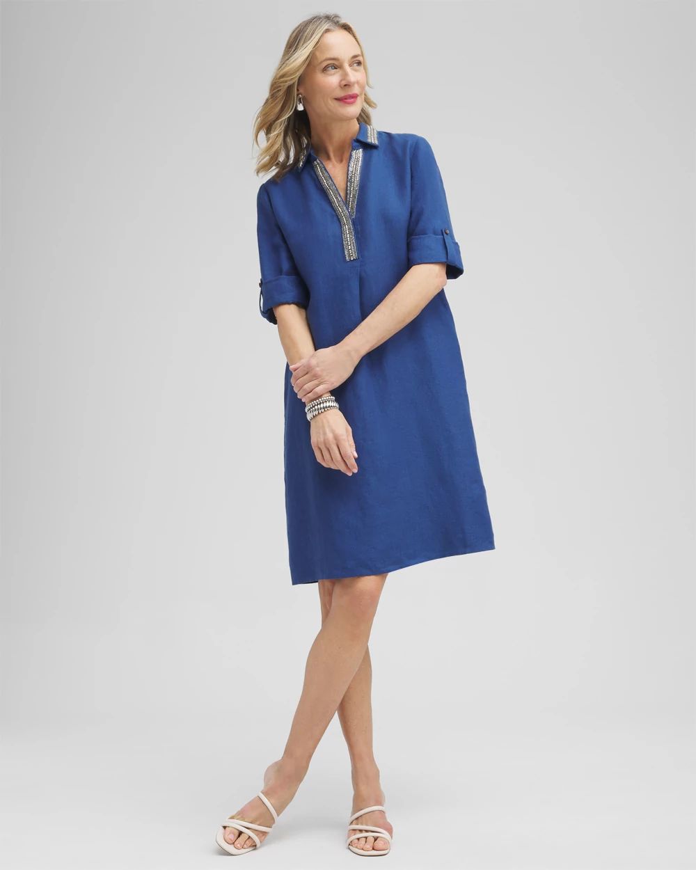 Linen Embellished Shirt Dress | Chico's