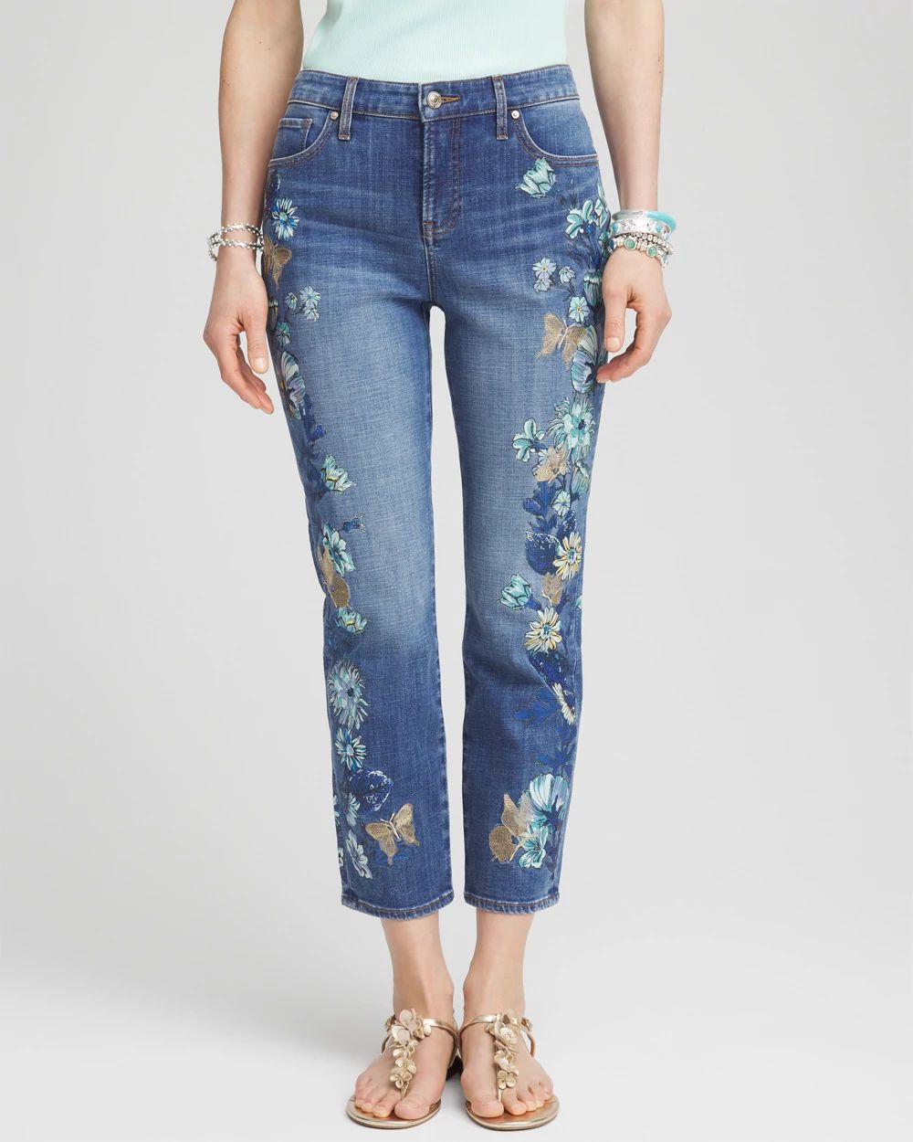 Girlfriend Butterfly Printed Cropped Jeans | Chico's