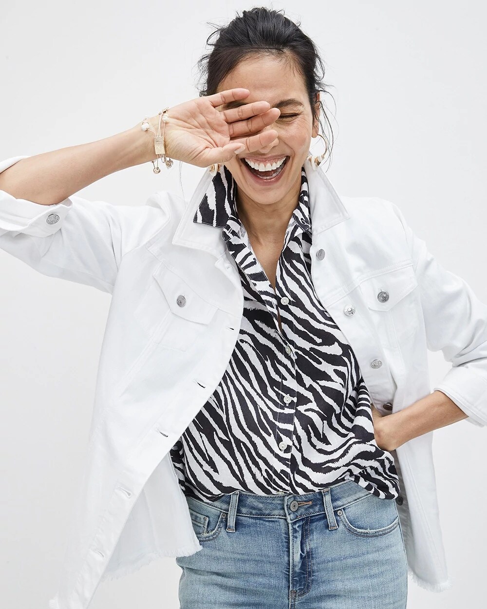 No Iron Zebra Print Linen Shirt | Chico's