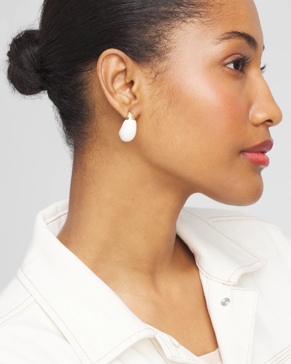 No Droop™ Ecru Dipped Huggie Hoops | Chico's