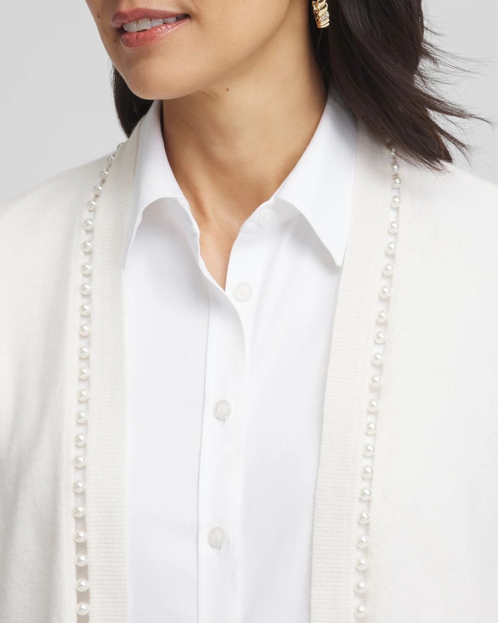 Cashmere Pearl Trim Cardigan | Chico's