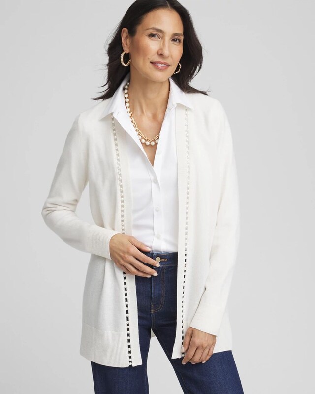 Cashmere Pearl Trim Cardigan | Chico's