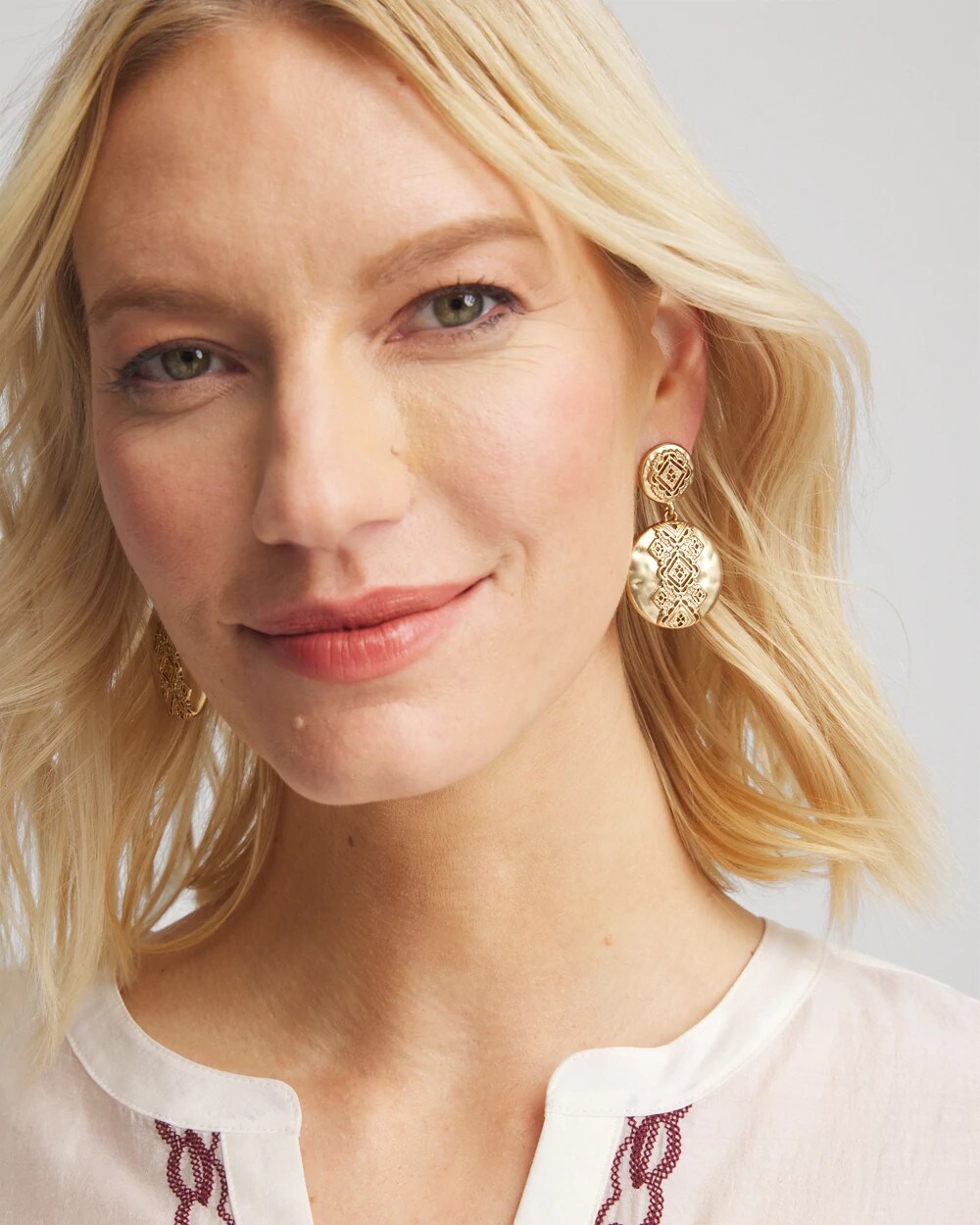 No Droop® Gold-Tone Medallion Earrings | Chico's