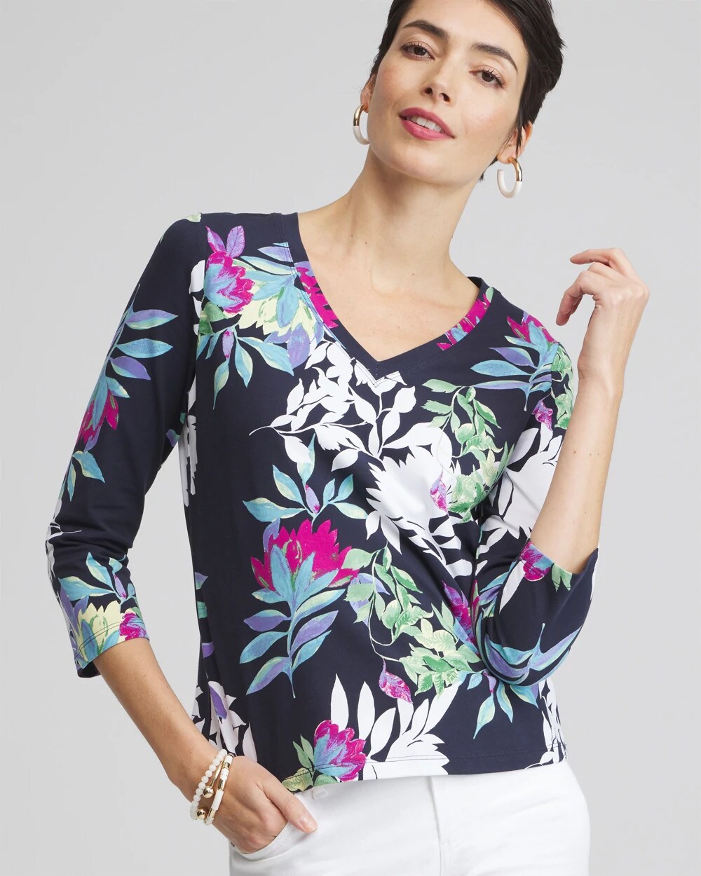Floral 3/4 Sleeve Perfect Tee | Chico's