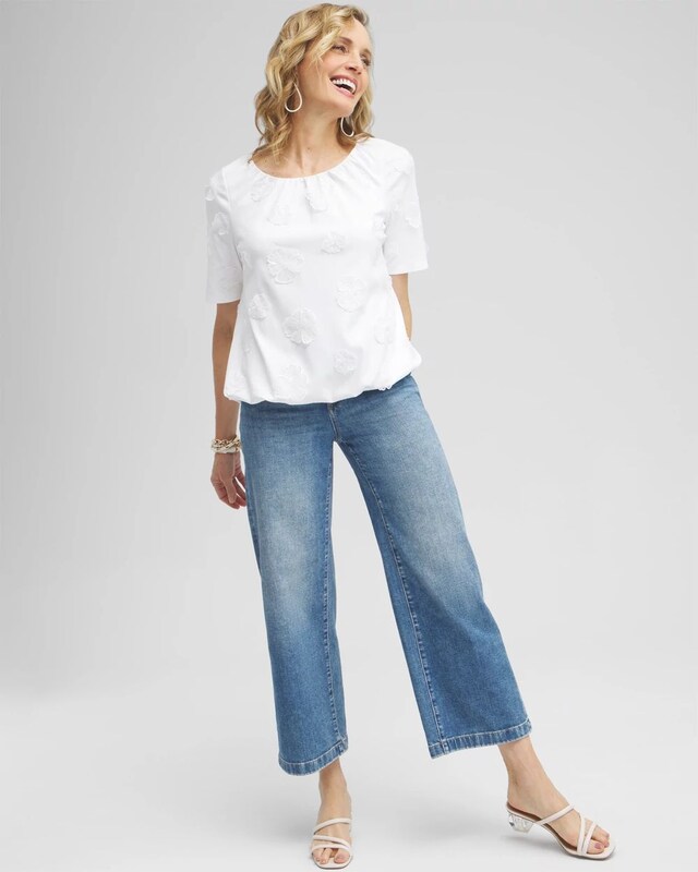 3D Applique Bubble Hem Top | Chico's