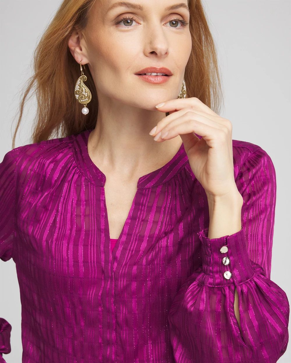 Split Neck Crinkle Blouse | Chico's