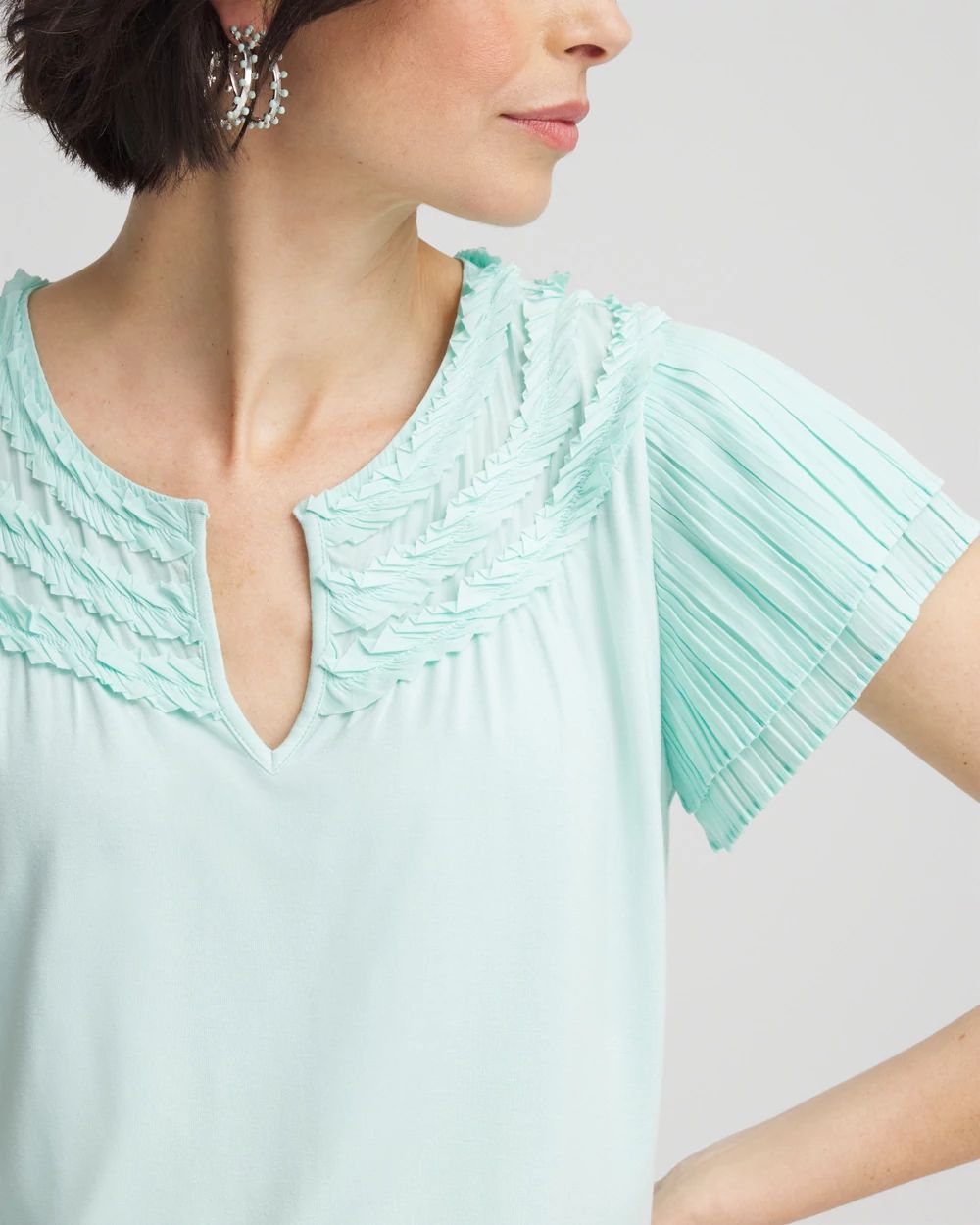 Touch of Cool™ Layered Pleated Flutter Tee | Chico's