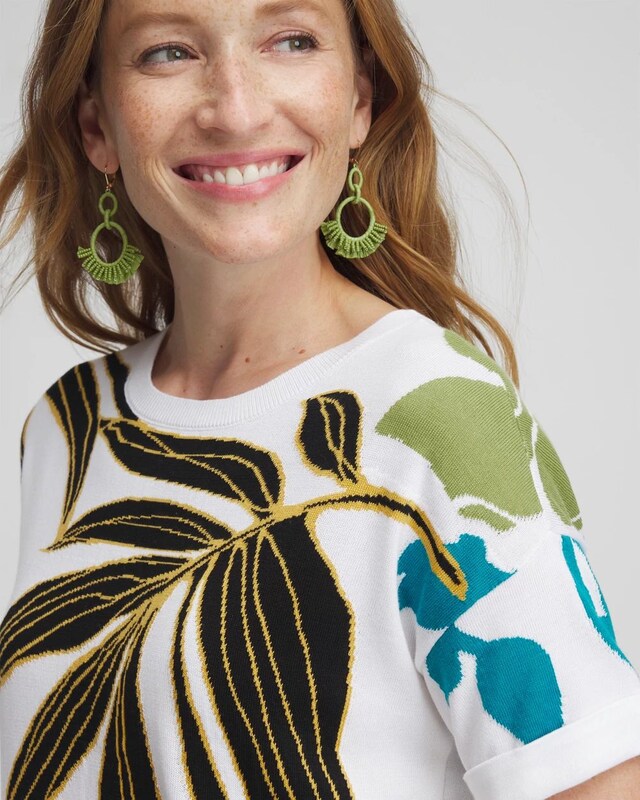 Palm Print Intarsia Pullover | Chico's