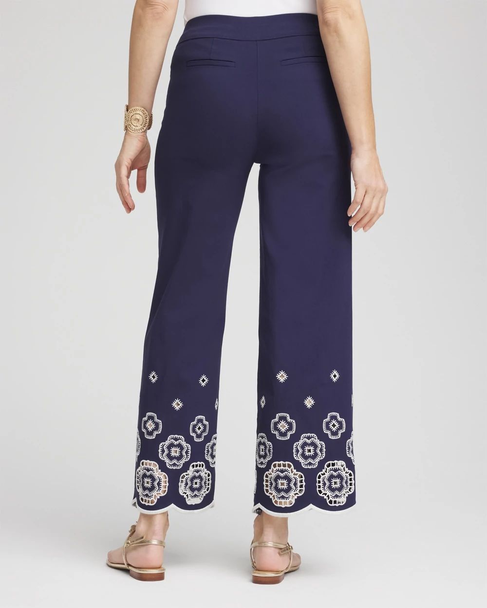 Brigitte™ Embroidered Wide-Leg Cropped Pants | Chico's