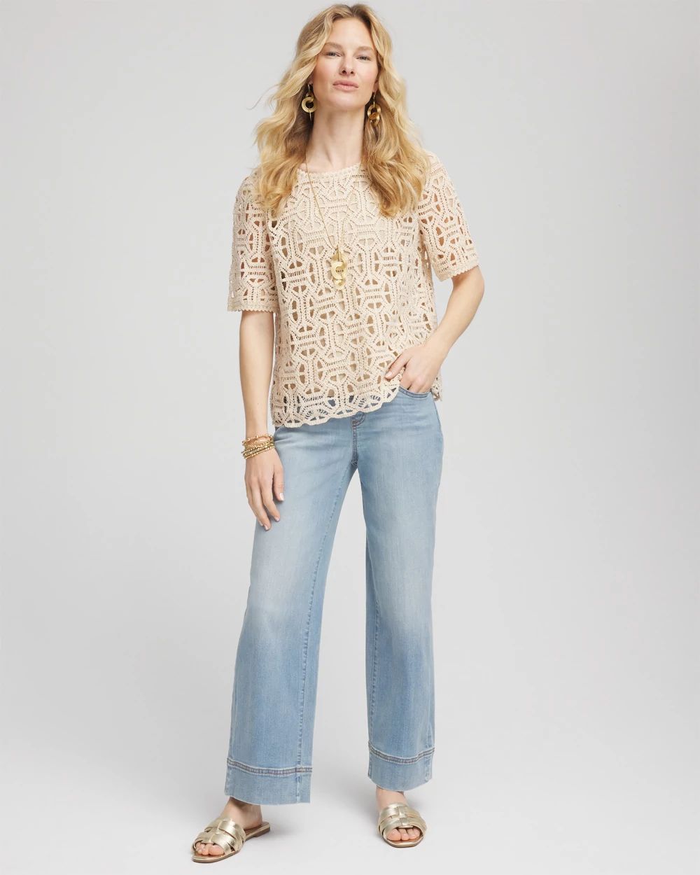 Short-Sleeve Crochet Top | Chico's