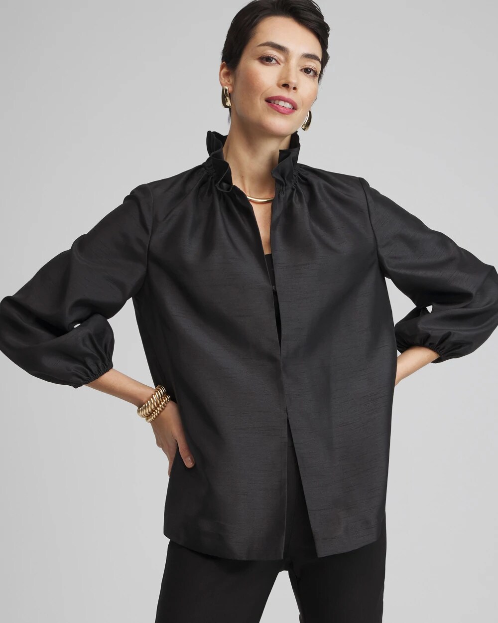 Satin Ruffle Collar Jacket | Chico's