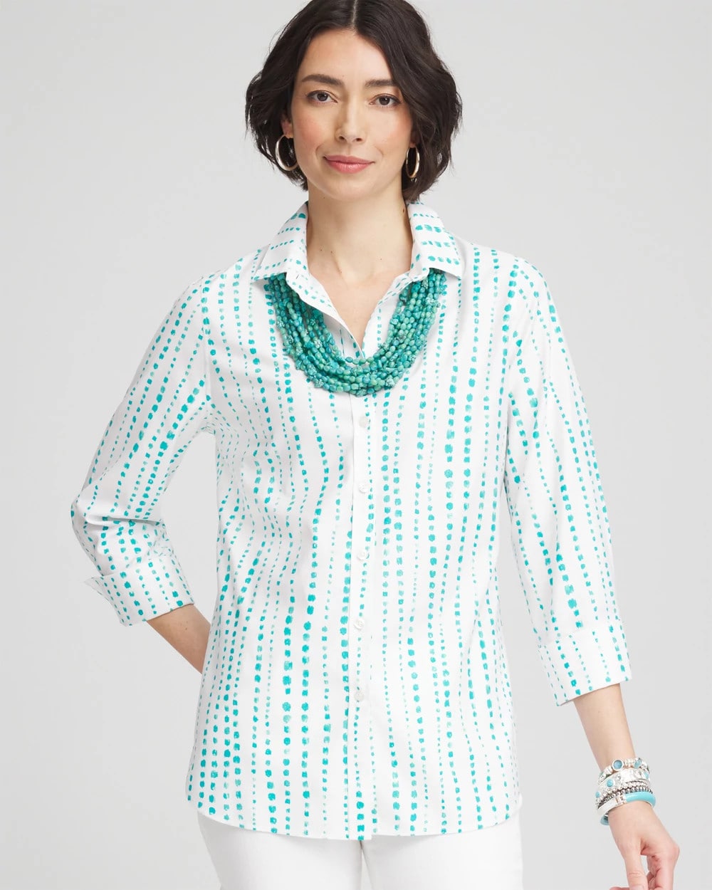No Iron™ Sateen Bubble Print Shirt | Chico's