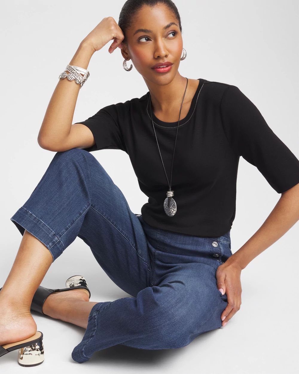 Caviar Bead Elbow Sleeve Tee | Chico's