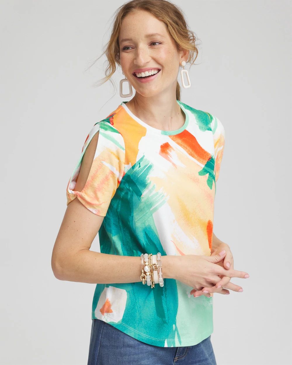 Abstract Cold Shoulder Tee | Chico's