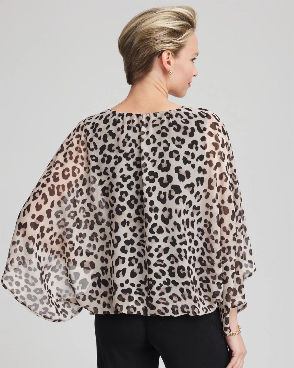 Travelers™ Animal-Print Bubble-Hem Chiffon Blouse | Chico's